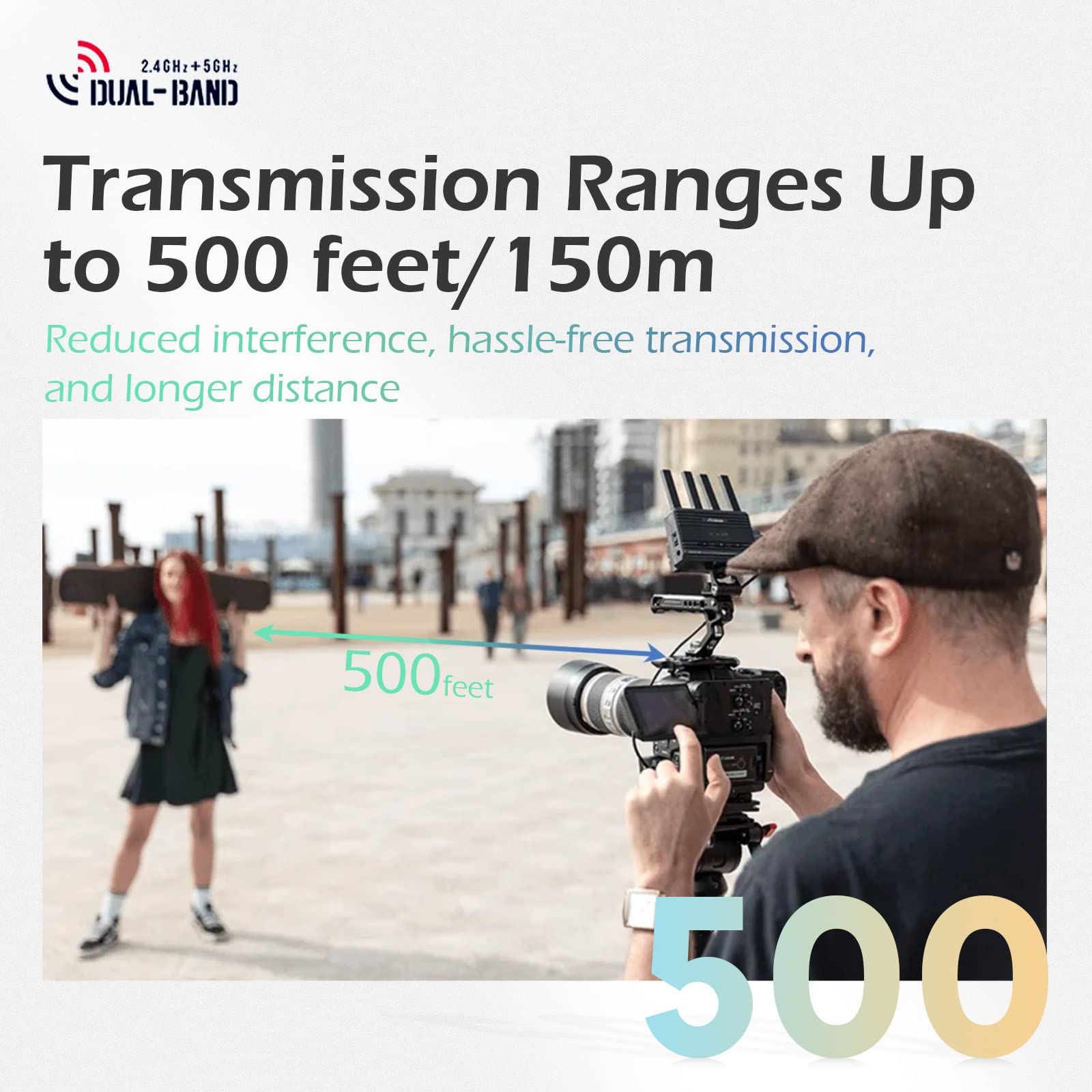 Accsoon CineView Quad Multi-Spectrum Wireless Video Transmission System 2.4GHz + 5GHz 60ms Latency 500 ft/150m Transmission Range SDI & HDMI Monitor Up to 4 iOS or Android Devices for Live-Streaming