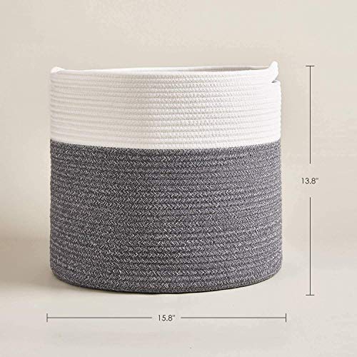 INDRESSME Large Grey Cotton Blanket Basket & XXXL Large Baby Laundry Basket Toys Storage Bin (Set of 2)