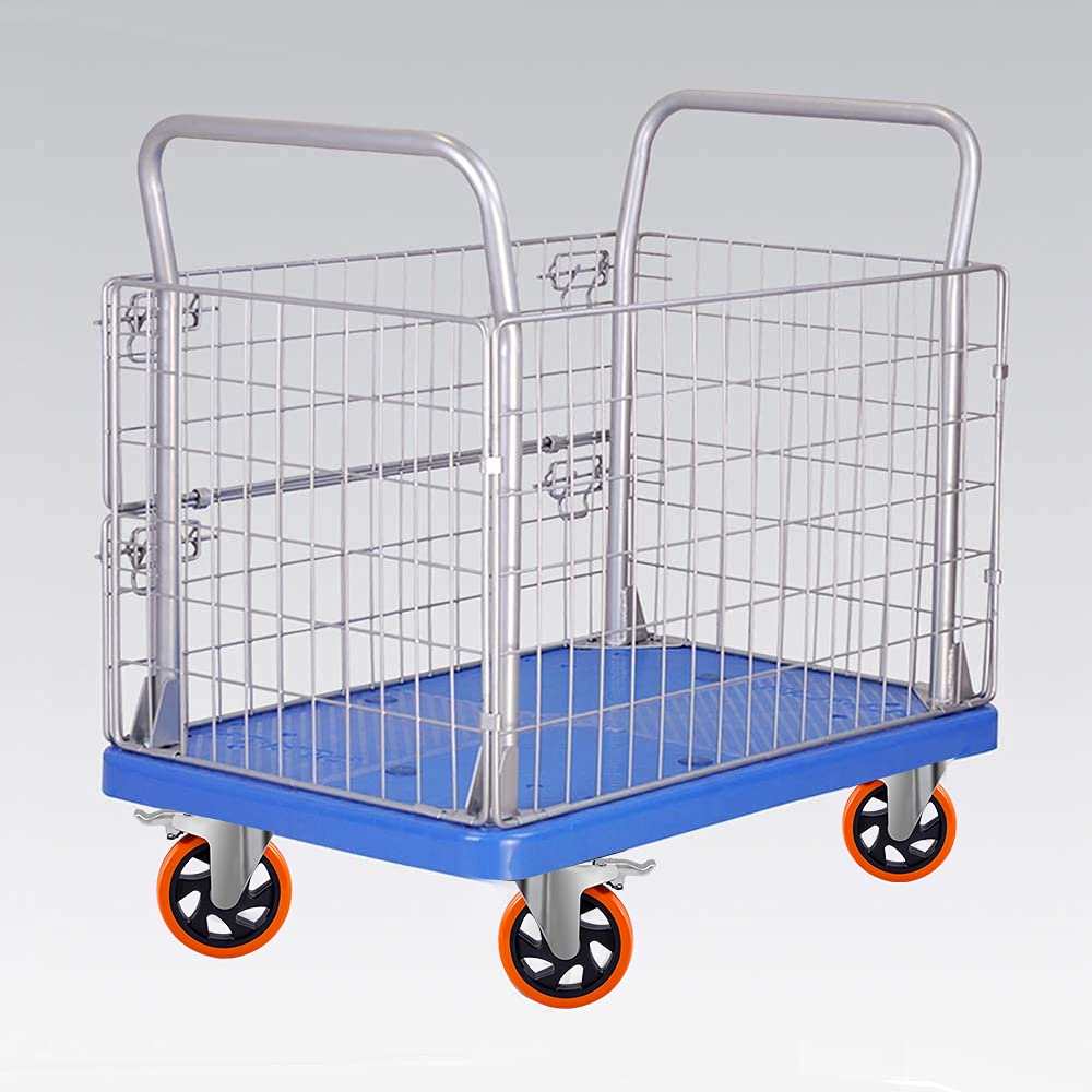 5" Swivel Plate Casters Wheels with Screw Safety Dual Locking and Polyurethane Foam No Noise Wheels,Heavy Duty-550 Lbs Per Caster