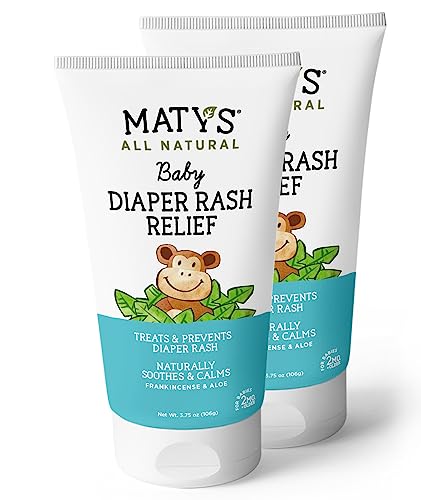 Maty's Baby Diaper Rash Relief Ointment - Natural Soothing Cloth Diaper Safe Cream Made With Organic Ingredients like Lavender, Aloe and Zinc, for Babies 2 months+, 3.75 Oz, 2 Pack
