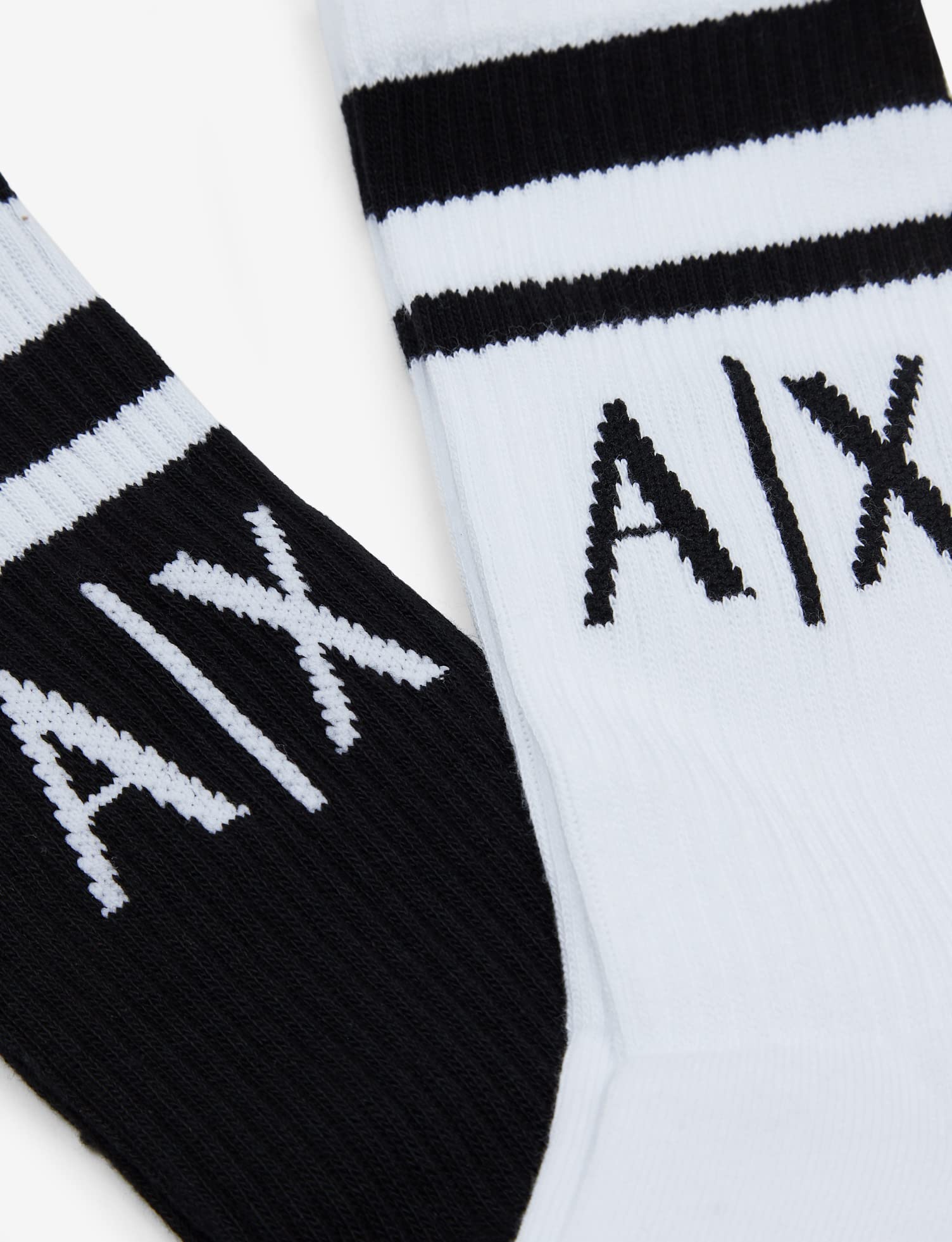 A|X ARMANI EXCHANGE mens Logo Crew Socks Winter Accessory Set, Nero/Bianco/Black/White, Large-X-Large US
