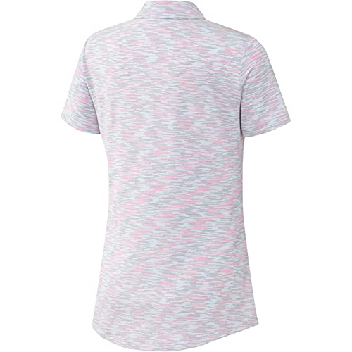 adidas Golf Women's Spacedye Primegreen Short Sleeve Polo Shirt, White/Pink, Large