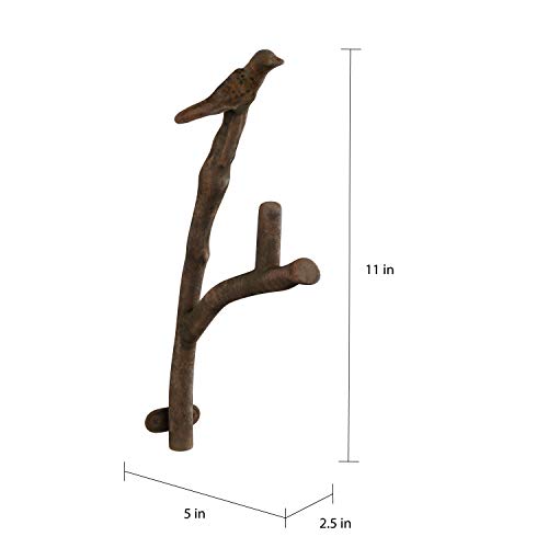 Lavish Home Decorative Skeleton Key Design Cast Iron Shabby Chic Wall Mount Hooks for Coats, Towels, Hats, Scarves, Jewelry, and More, (L) 2.5βx (W) 5βx (H) 11β, Rustic Brown