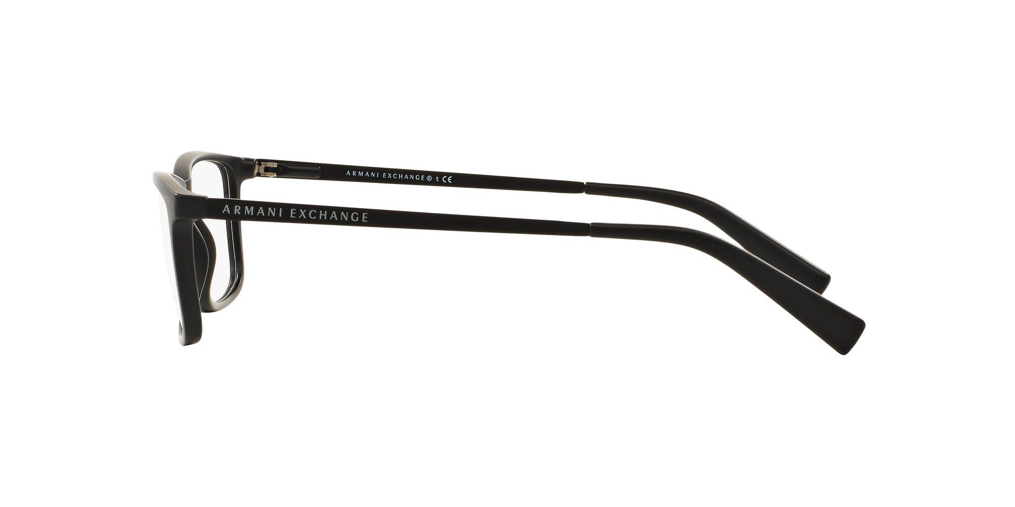A|X ARMANI EXCHANGE Men's AX3027 Rectangular Prescription Eyeglass Frames, Matte Black/Demo Lens, 55 mm