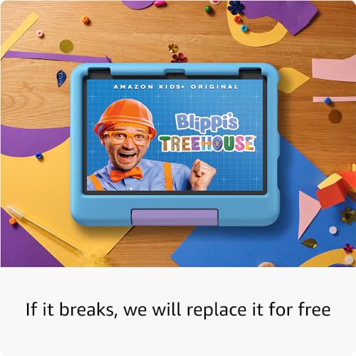 Amazon Fire 10 Kids tablet- 2023, ages 3-7 | Bright 10.1" HD screen with ad-free content and parental controls included, 13-hr battery, 32 GB, Blue