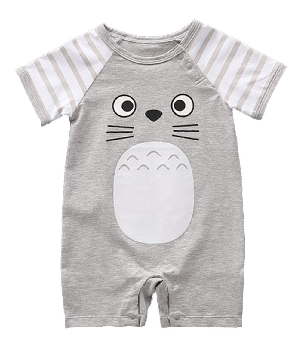 stylesilove Adorable Unisex Baby Boy and Girl Short Sleeve Cotton Romper (59/3-6 Months, Grey)