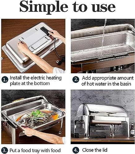 Chafing Dishes Chafing Dish Buffet Set, Food Warmers Server Warming Tray Round Rectangular Chafers, Stainless Steel Square Chafer, Round Food Warmer Chafing For Catering Warmer Chafer Set, Energy Effi