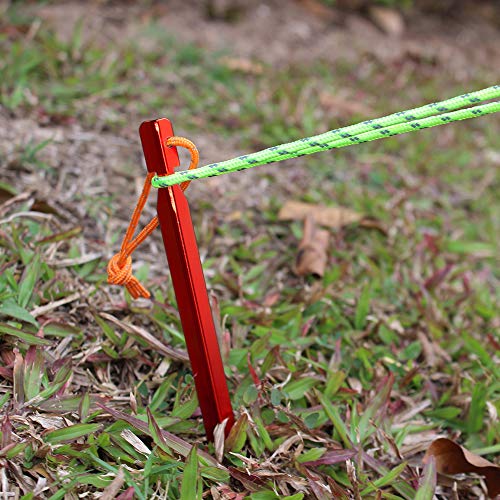 ACENILEN 6 Pack Reflective Guyline and 10 Pack Tent Stakes, Camping & Hiking Tent Accessories