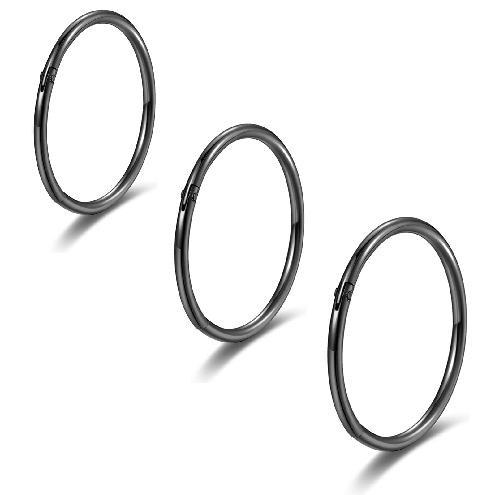 3Pcs 20g Nose Rings Set G23 Titanium Septum Rings Hinged Clicker Conch Cartlidge Earrings Hoop 6mm 8mm 10mm