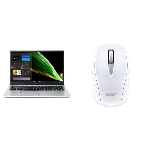 Acer Aspire 1 A115-32-C96U Laptop | 15.6" FHD | Celeron N4500 | 4GB DDR4 | 128GB eMMC | WiFi 5 | MS 365 Personal 1-Year Subscription | Win 11 Home in S mode RF Wireless Mouse (White)