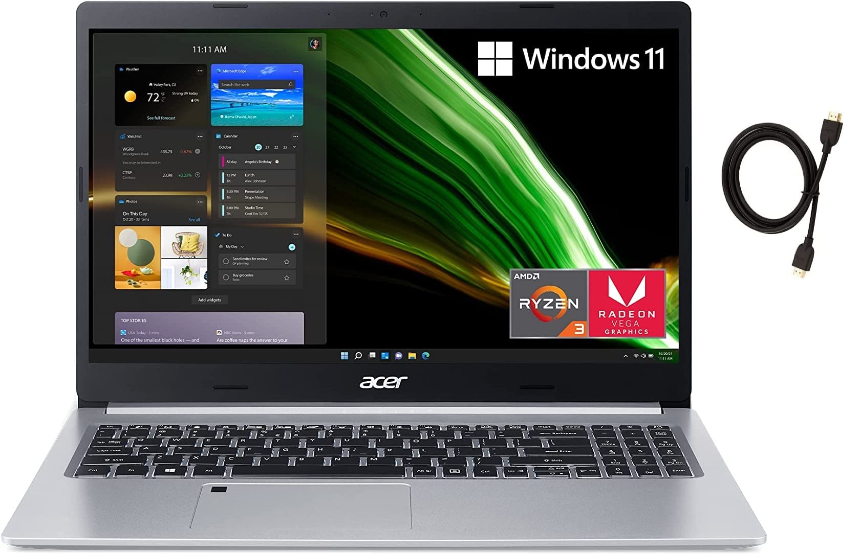 Acer Aspire 5 A515-45 A515-45-R1BF 15.6 Notebook - Full HD - 1920 x 1080 - AMD Ryzen 7 5700U Octa-core [8 Core] 1.80 GHz - 16 GB Total RAM - 512 GB SSD - Pure Silver