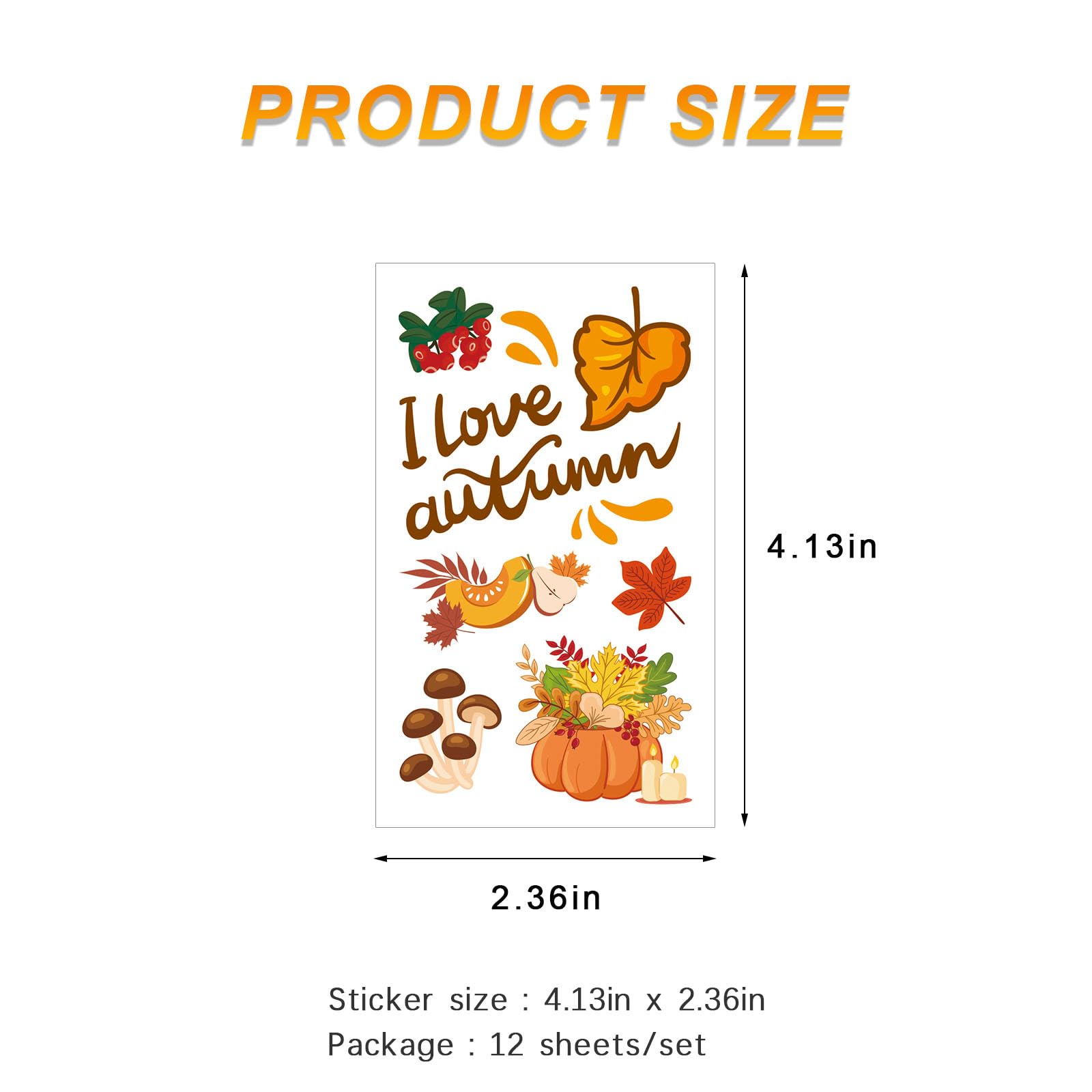 65 Pieces Fall Temporary Tattoos for Kids, 12 Sheets Autumn Harvest Thanksgiving Temporary Tattoo Stickers With Pumpkin Maple Leaves Squirrels Deer Design for Fall Party Decorations Favors Festival