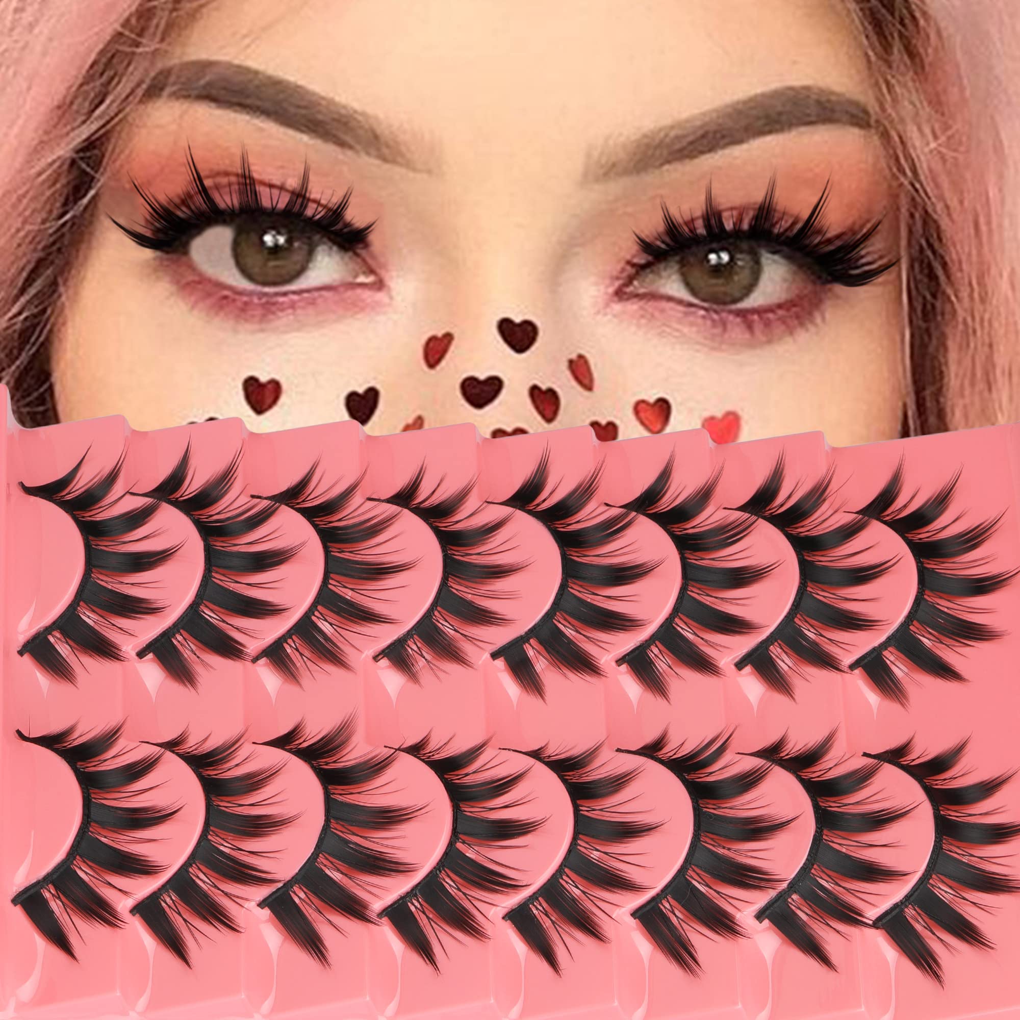 ALPHONSE Manga Lashes Anime Spiky Eyelashes Japanese Manga False Eyelashes Little Devil Cosplay Lashes 8 Pairs Pack