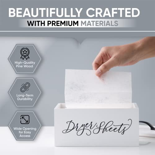 Dryer Sheet Container with Lid for Laundry Room Organization β Wooden Dryer Sheets Holder β Farmhouse Laundry Room Decor β Cute Modern Laundry Room Organization and Storage
