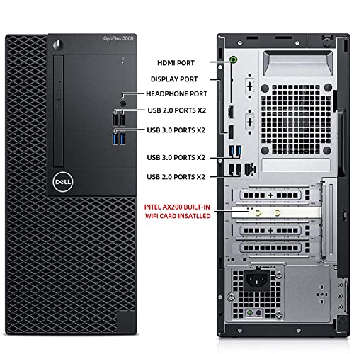 Dell OptiPlex 3060 Tower Computers PC,Desktop Computers Windows 11,Intel Hexa Core i5-8500 3.0GHz,32GB DDR4 Ram New 1TB M.2 NVMe SSD,Intel AX200 Built WIFI 6 Bluetooth 5.2,Refurbished Desktop(Renewed)