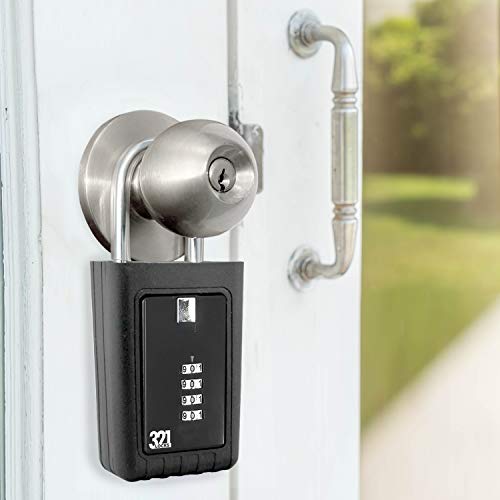 Key Lock Box LB-003 - Hide a Key Outside for Your House - Realtor, Spare Key, Contractor, Rental, Key Storage - Lockbox Combination Shackle Fence Mount, Door Knob Mount (1 Pack) (1)