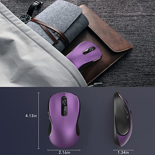 Deeliva Wireless Mouse, Computer Mouse Wireless 2.4G USB Cordless Mouse with 3 Adjustable DPI, 6 Buttons, Ergonomic Portable Silent Mice for Laptop PC Computer Chromebook (Purple)