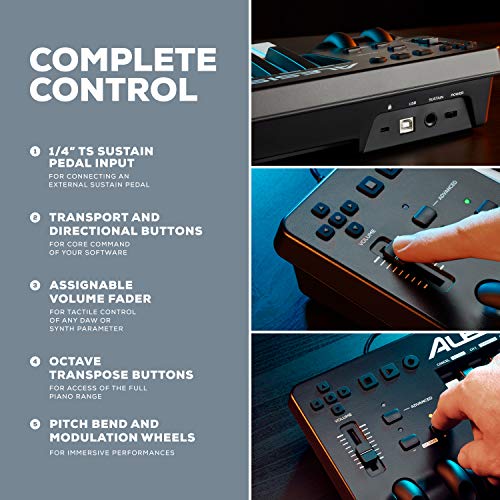 Alesis Q49 MKII - 49 Key USB MIDI Keyboard Controller with Full Size Velocity Sensitive Synth Action Keys and Music Production Software Included