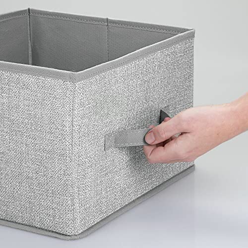 mDesign Fabric Bin for Cube Organizer - Foldable Cloth Storage Cube - Collapsible Closet Storage Organizer - Folding Storage Bin for Clothes and More - Lido Collection - 4 Pack - Gray