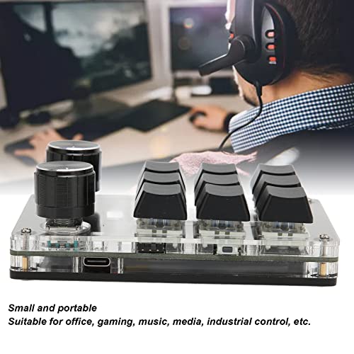 Acogedor Mini 9 Keys Wired USB and Wireless OSU Keypad Mechanical Gaming Keyboard with Dual Knobs, DIY Programmable Keypad for Office, Media