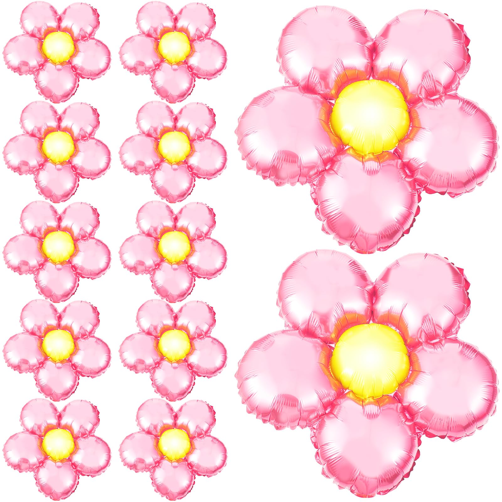 Charnoel 12 Pcs Light Pink Flower Balloon Huge Aluminum Foil Balloons Pastel Pink Balloons Flower Shaped Groovy Balloons Floral Balloons for Baby Shower Wedding Birthday Anniversary Party Decorations