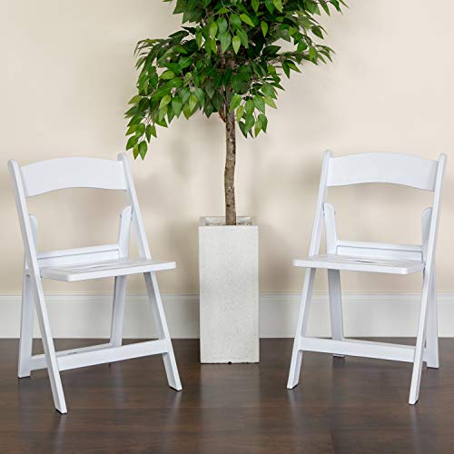 Flash Furniture HERCULES Series 1000 lb. Capacity White Resin Folding Chair with Slatted Seat