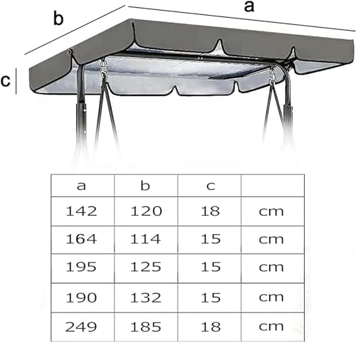BTURYT Replacement Canopy for Swing Seat 2 ; 3 Seater Sizes, Garden Swing Canopy Replacement Waterproof, Outdoor Garden Chair Awning Cover