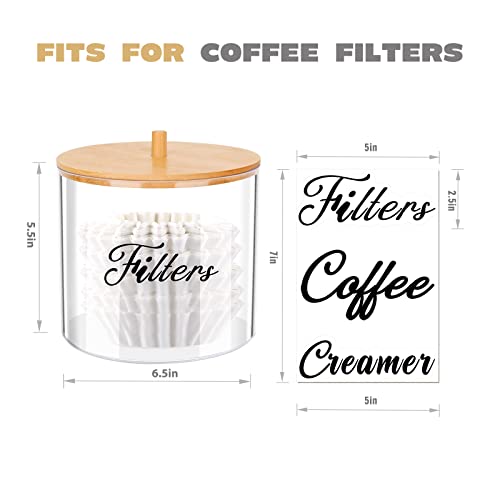 Coffee Pod Holder with Bamboo Lid, Clear K Cup Holder Kcup Vertuo Organizer 80-Ounce, Coffee Filter Holder, Keurig Pods Holder for Counter,Coffee Creamer Container Compatible with Nespresso Capsule