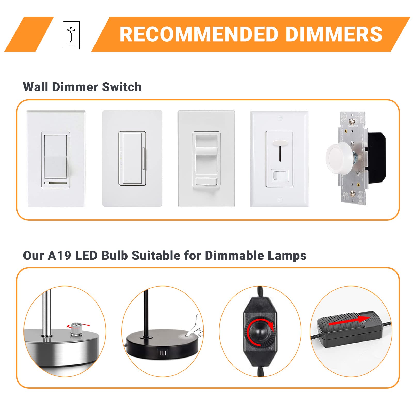 A19 E26 Base Dimmable Edison LED Bulbs, 6W(60 Watt Equivalent) Stepless Dimming Light Bulbs 630LM, 2700K Warm White, Vintage Clear Glass LED Filament Bulb for Home, Wall Sconce, Ceiling Fan, 6 Pack