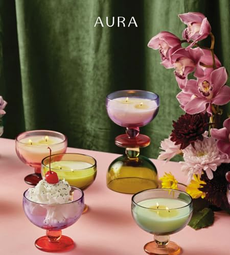 Paddywax Scented Candles Vintage Glass Aura Collection Soy Wax Blend 2-Wick Candle, 6-Ounce, Pepper & Plum