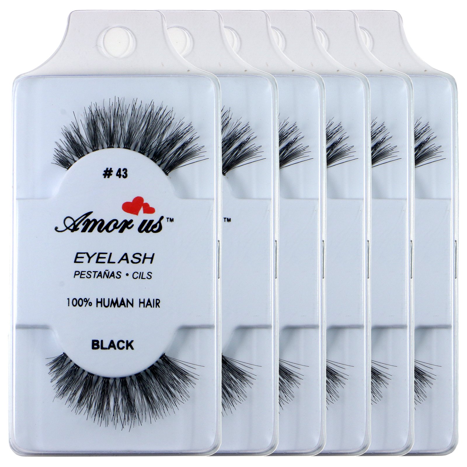 6 Pairs Amorus 100% Human Hair False Eyelashes Made in Indonesia #43