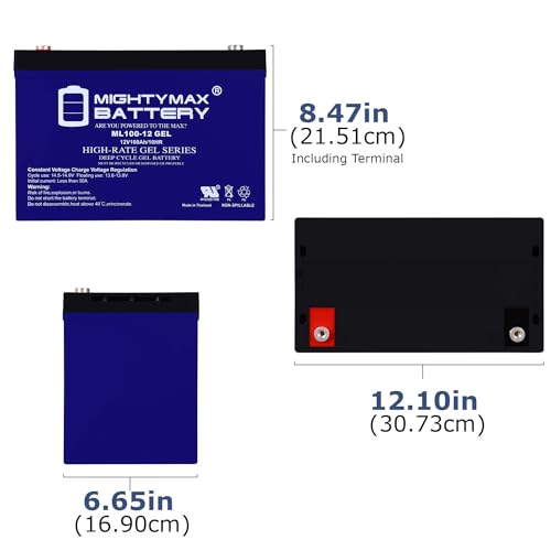 Mighty Max Battery ML100-12GEL - 12 Volt 100 AH, GEL Type, Internal Thread (INT) Terminal, Rechargeable SLA AGM Battery