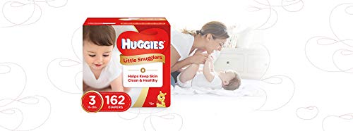 Huggies Little Snugglers Baby Diapers, Size 3, 162 Count, Unscented, Hypoallergenic, DryTouch Liner, Pocketed Waistband, Wetness Indicator, Double Grip Strips