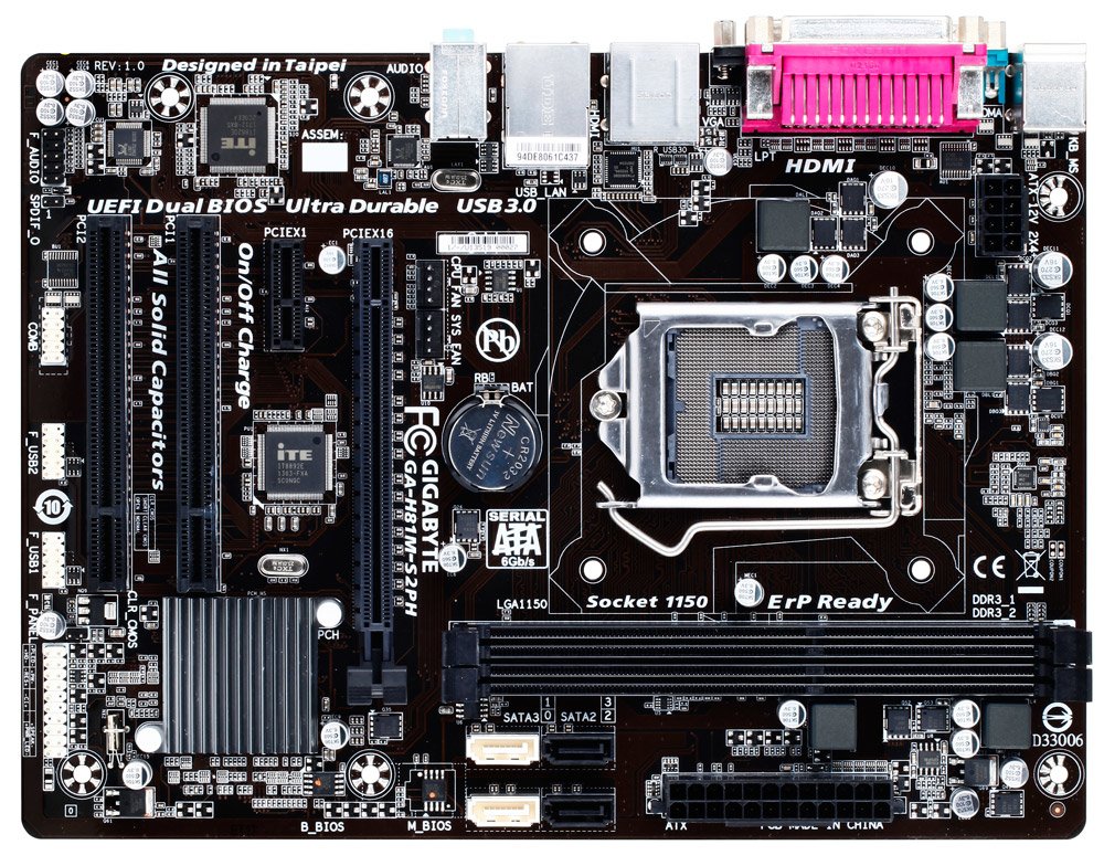 Gigabyte LGA 1150 Intel H81 USB3.0 SATA 6G/S D-Sub HDMI mATX Motherboard GA-H81M-S2PH