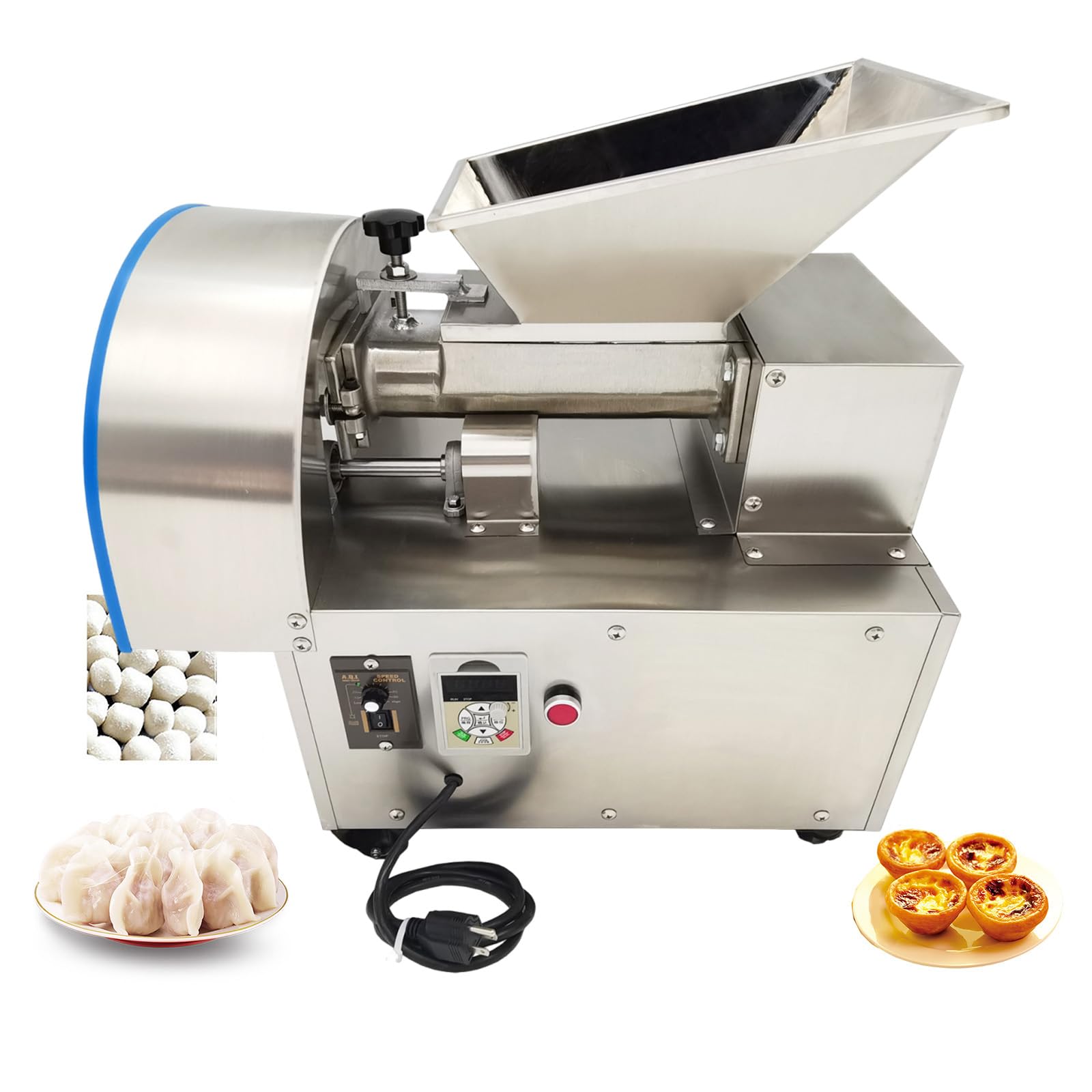 INTBUYING Electric Dough Divider Cutter Machine 1g-300g Small Dough Dividing Dough Lump Spacer Dough Quantitative Partition Machine Stainless Steel Dough Ball Maker Adjustable Speed with 14 Dies 110V