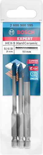 Bosch 3X Expert HEX-9 Hard Ceramic Drill Bit Set (for Hard Tiles, Soft Tiles, Ø 5-8 mm, Professional Accessory Impact Drill/Driver, Rotary Drill/Drivers)