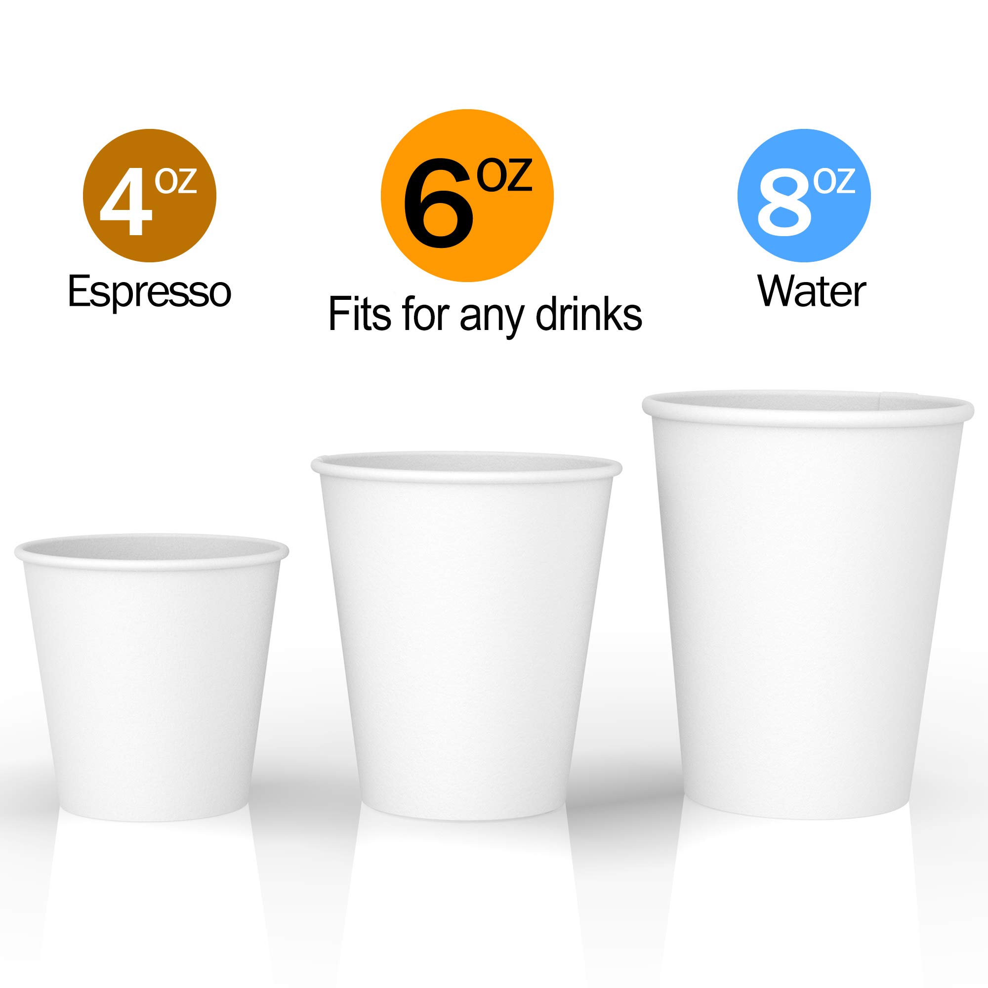 6 oz All-Purpose White Paper Cups (50 ct) - hot Beverage Cup for Coffee Tea Water and cold Drinks - ideal Home Bath Cup paper cup