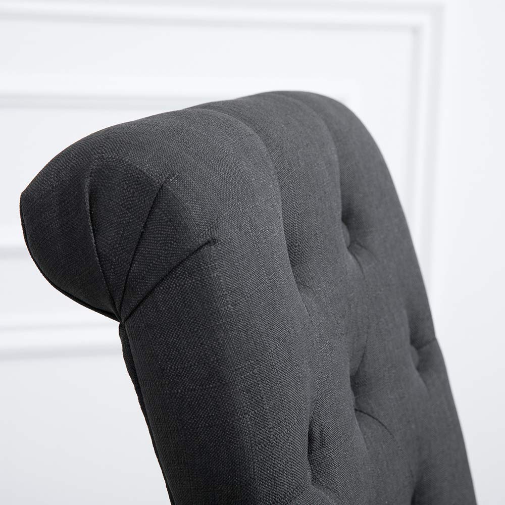 Huisenus Set of 4 Dining Chair Upholstered Fabric Padding Dining Chair Button for Dining Room Restaurant Wedding Reception(Charcoal, Set of 4)