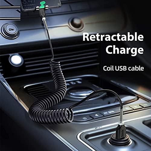 Coiled Lightning Cable for Car 2 Pack, Terasako Coil iPhone Charger Cable Compatible with iPhone 12Pro Max/12Pro/12/11/XS/XS Max/XR/X/8/8 Plus/iPad/iPod - Black