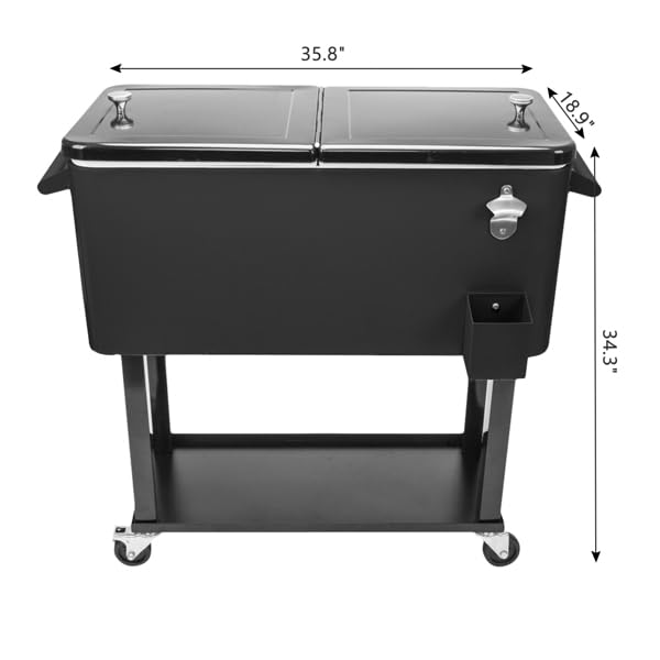 80Qt Box Black Square Foot Tube With Drain Pipe Freezer Incubator (Black)