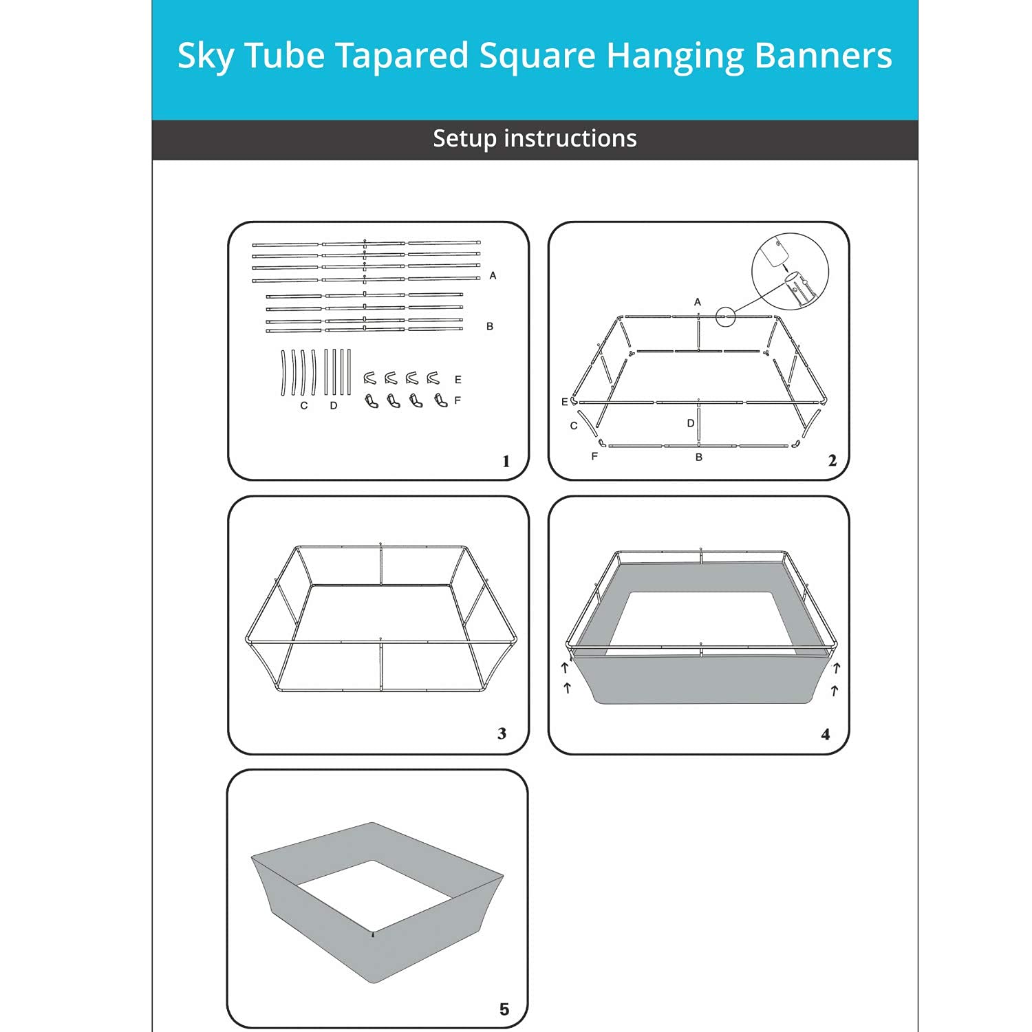 BANNER BUZZ MAKE IT VISIBLE Tapered Square Fabric Hanging Ceiling Banner Sign Single Side Printed Outside for Trade Show Display (12 X 3.5')