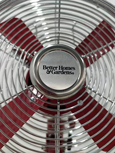 Better Homes & Gardens Retro Table Fan, 3-Speed Metal Tilted-Head Oscillation, 8-Inches (red)