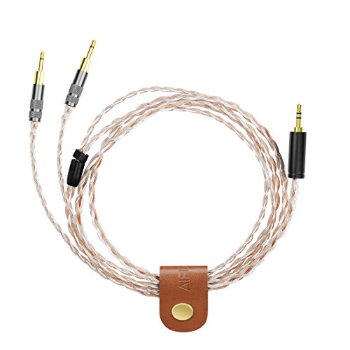GEEKRIA Apollo 16 Cores Copper Silver Braid Upgrade Audio Cable Compatible with Sennheiser HD700. 3. 5mm (1/8") to 6 35mm (1/4") Replacement Headphones Cord for Hi-Resolution (4.2 ft / 1.3 m)