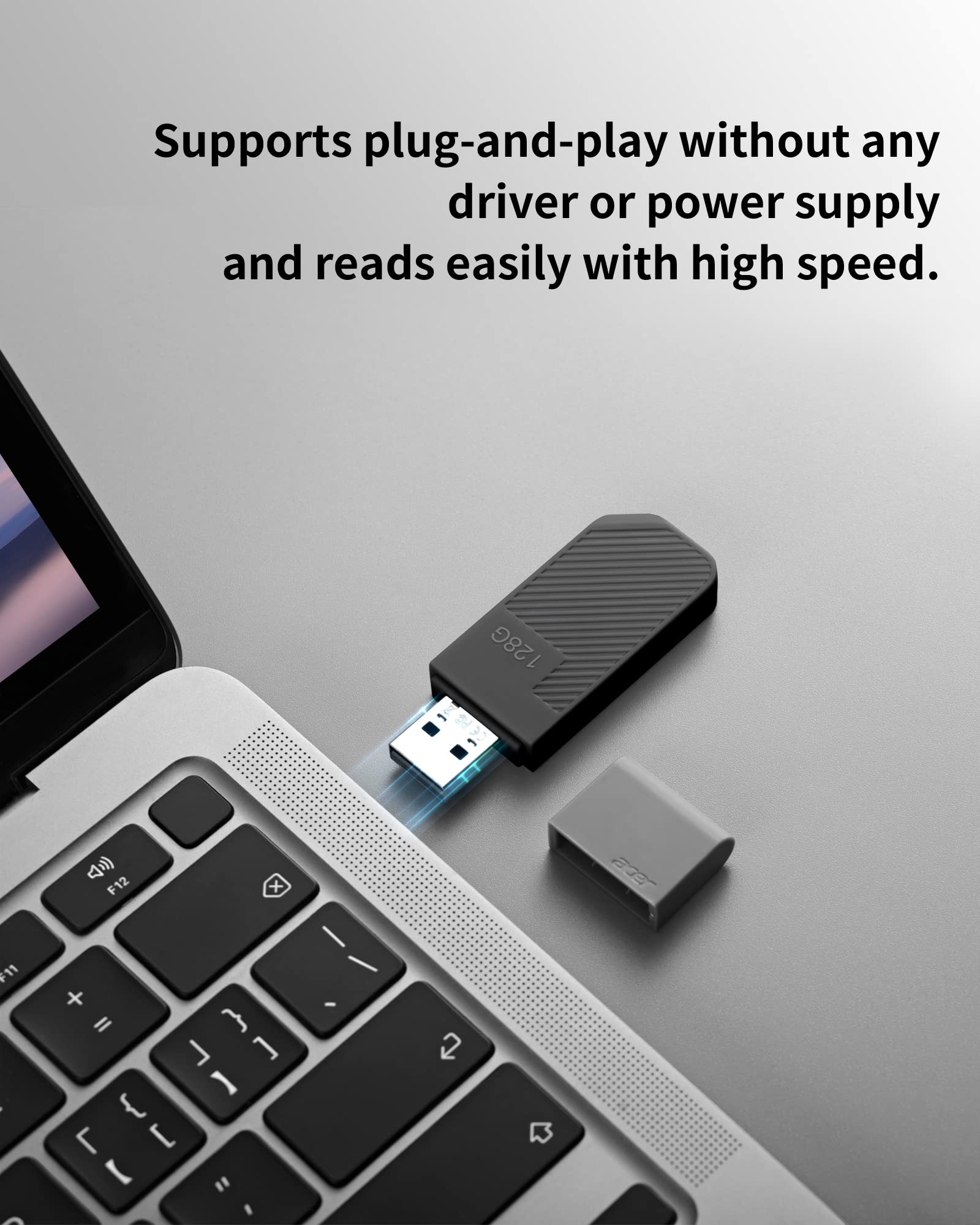 Acer UP300 128GB USB 3.2 Gen 1 Flash Memory Drive, Black - BL.9BWWA.527