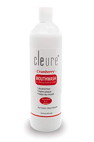 Cleure Alcohol Free Mouthwash with Xylitol and Baking Soda, Cranberry, 16 oz