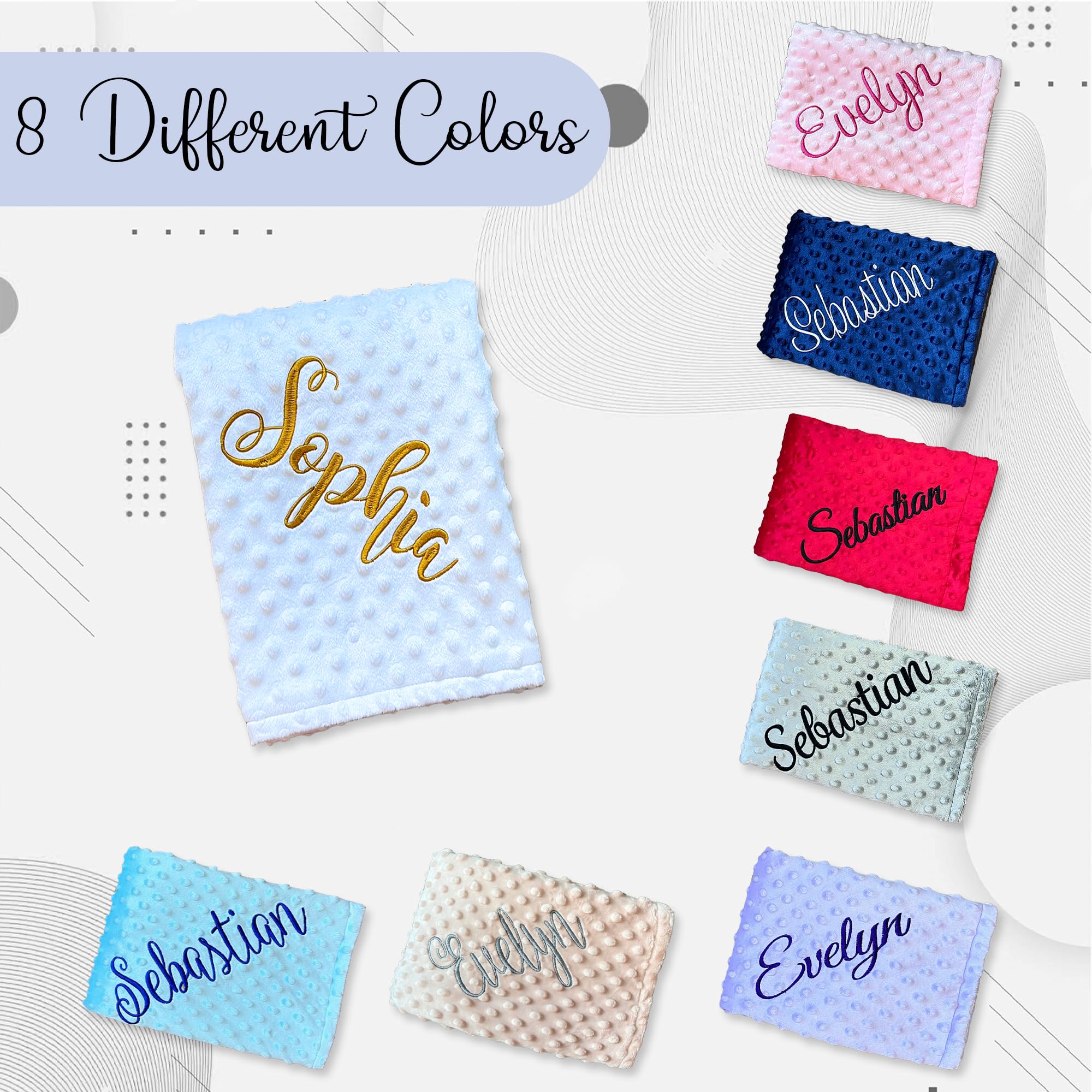 AleMir Fashion Embroidered Blanket Baby β Beautiful Monogrammed Blanket β Large Personalized Baby Blanket for Boys and Girls β Soft Polyester Baby Blanket with Custom Name β 28 x 34-inch