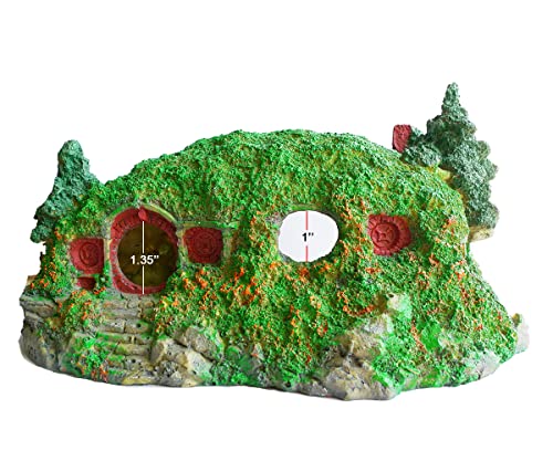 DUGUWEI Aquarium Decoration Small Animal Hideout House Fish Tank Ornament Reptile & Insect Shelter Cage Size Large (11''x7''x6'')