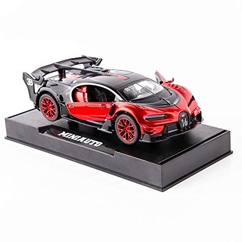 BDTCTK Bugatti Vision GT Supercar 1/32 Zinc Alloy Die Casting Pull Back Car Model Toy Sound and Light for Boy Girl Gift (red)