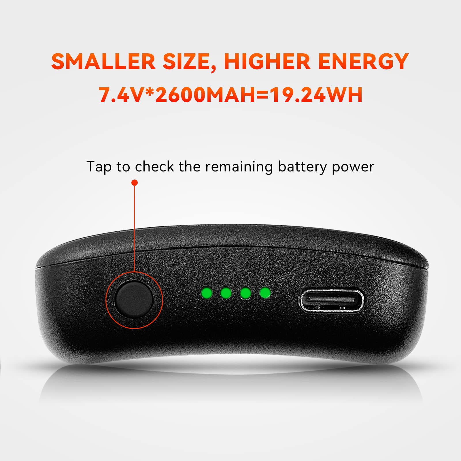 7.4V 2600mAh Rechargable Lithium Polymer Batteries for Heated Socks(2-Packs)