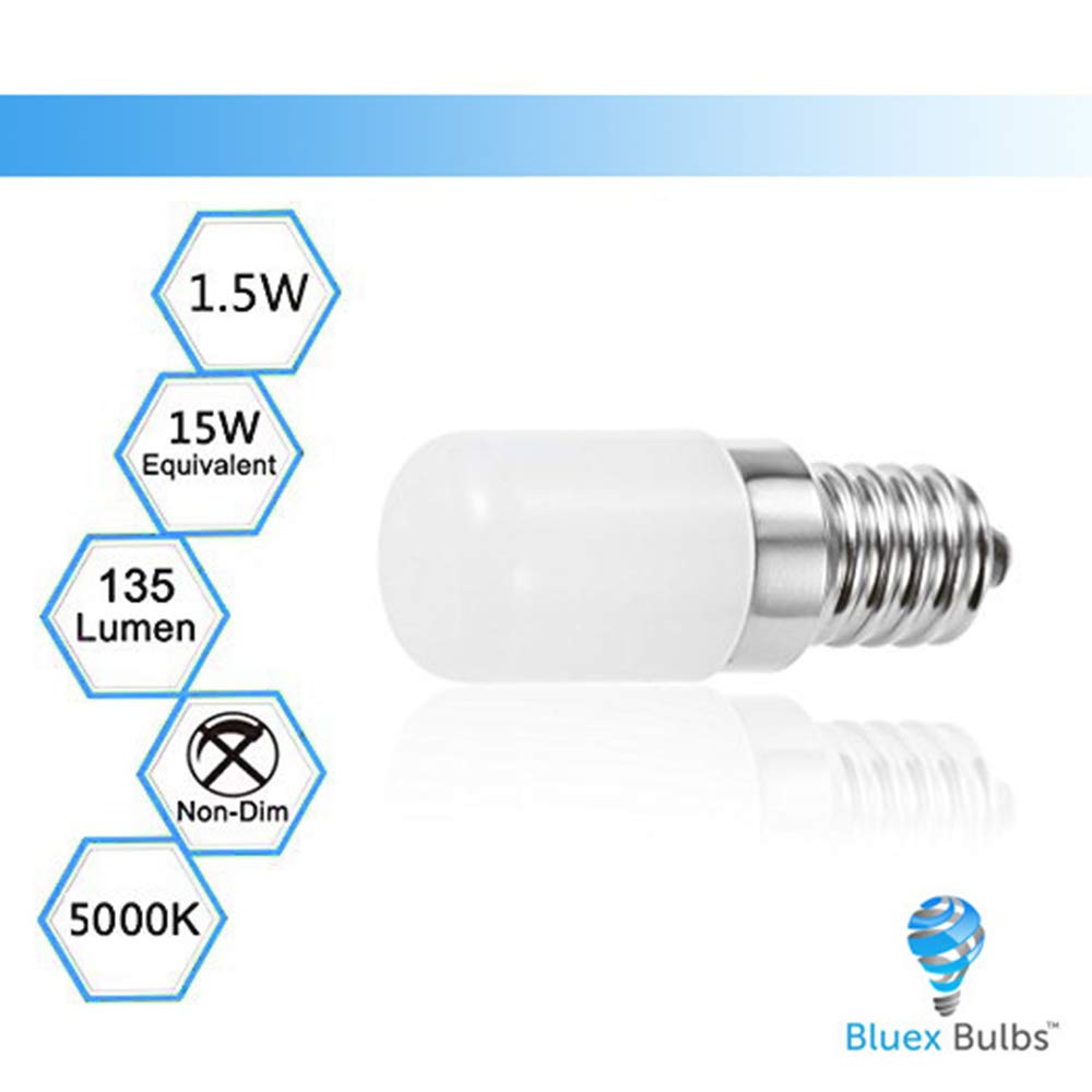 6 Pack BlueX LED c7 s6 1.5w Night Light Bulbs, Day White 5000K 15 Watt Equivalent, Mini LED Bulb Candelabra E12 Base – LED for Bedroom Porch Use Salt Light BulbLamp